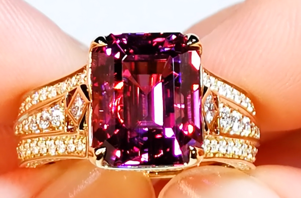 9.43ct Ceylon Raspberry Garnet Ring with D Flawless Diamonds set in 18 ...